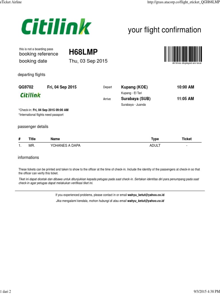 H68LMP: Your Flight Confirmation | PDF