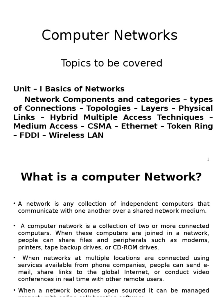 Computer Networks: Topics To Be Covered | PDF | Network Topology ...