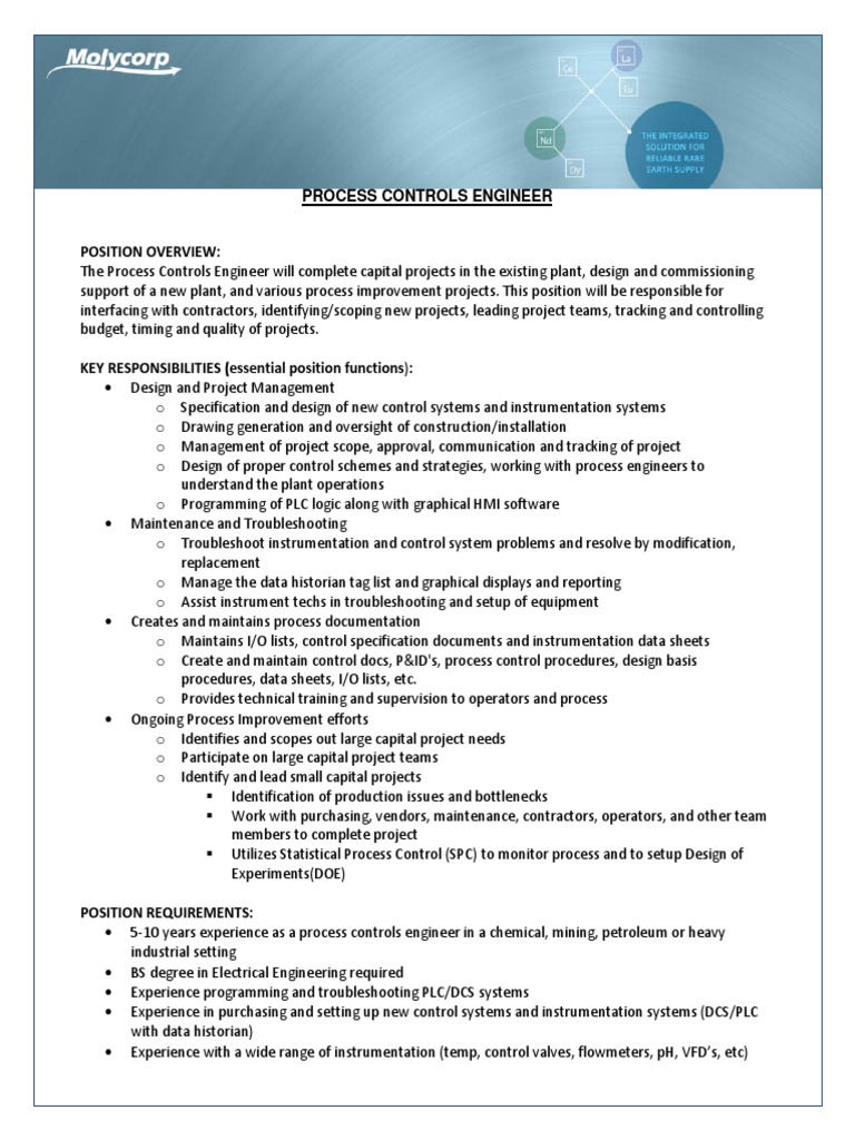 Process Controls Engineer | PDF | Instrumentation | Specification ...