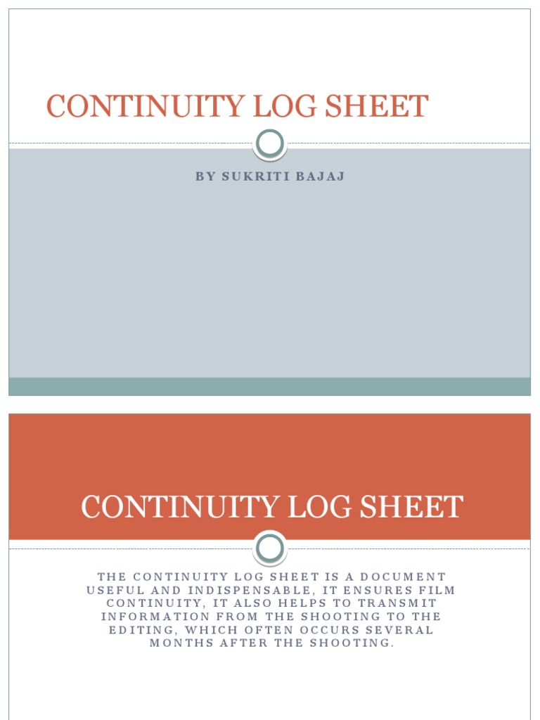 Continuity Log Sheet | PDF | Camera | Optics