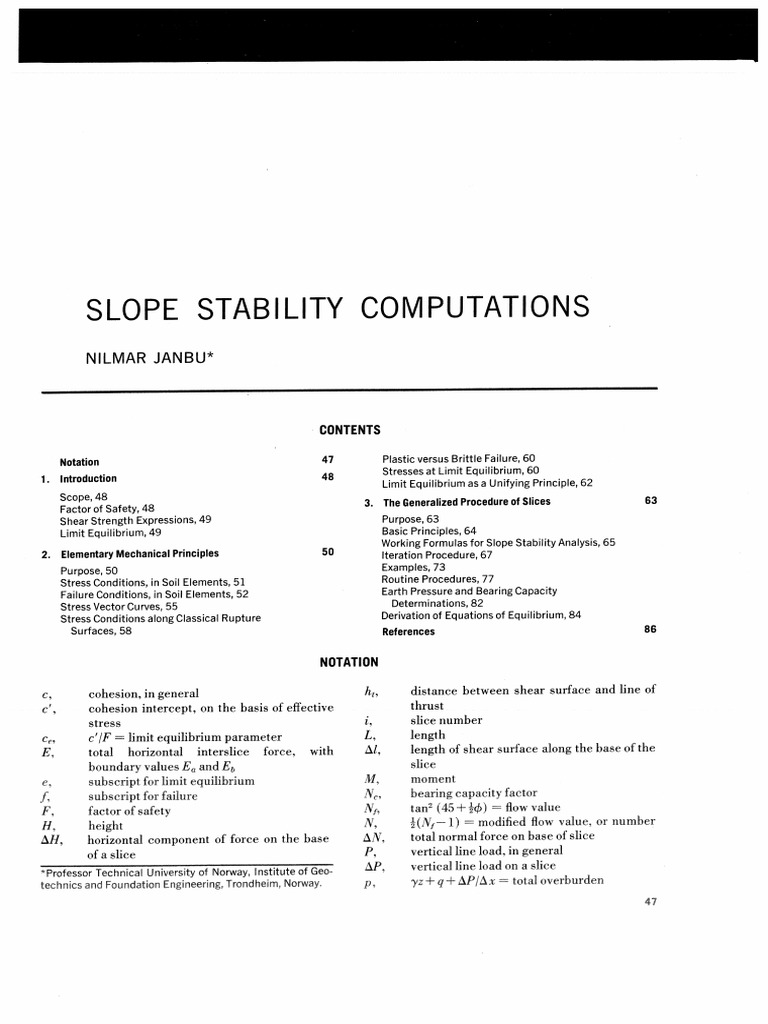 Slope Stability Computations (Janbu, 1973) | PDF