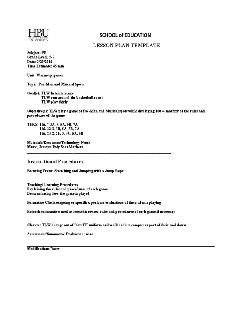 Lesson Plan 2 29 | PDF | Sports & Recreation