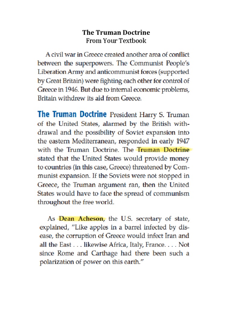 The Truman Doctrine | PDF | Harry S. Truman | National Security