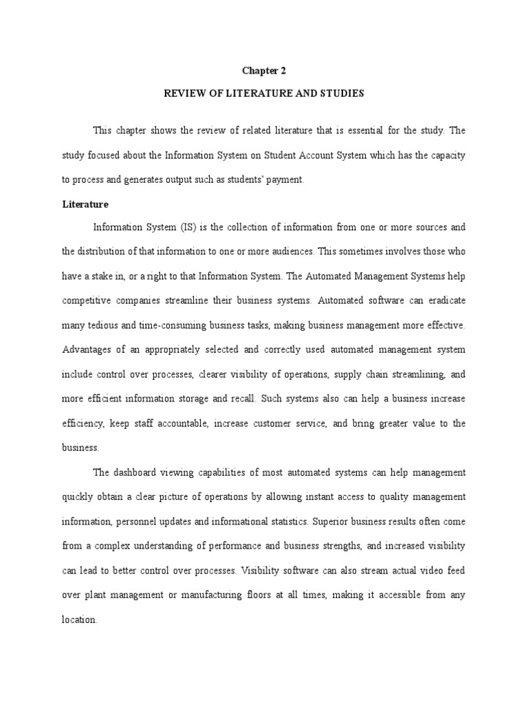 Chapter 2 Related Literature Sample | PDF | Enterprise Resource ...