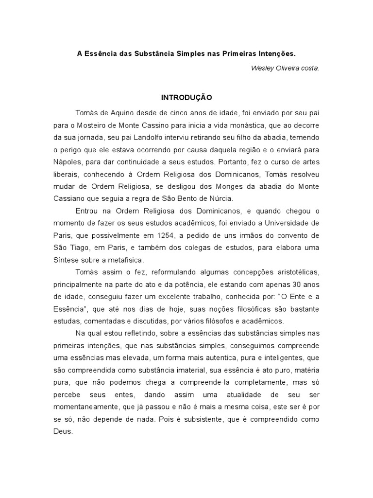 A Essência Das Substância Simples e Substancia Separada. | PDF | Ordem ...
