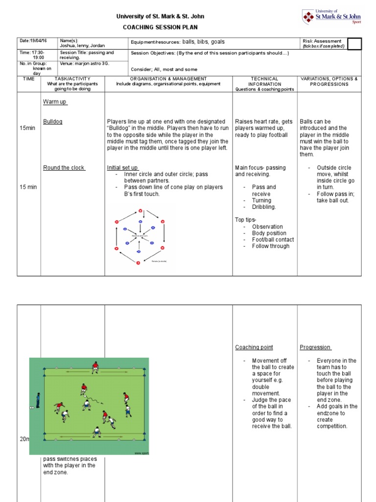 Coaching-Session-Plan - Passing and Recieving | PDF