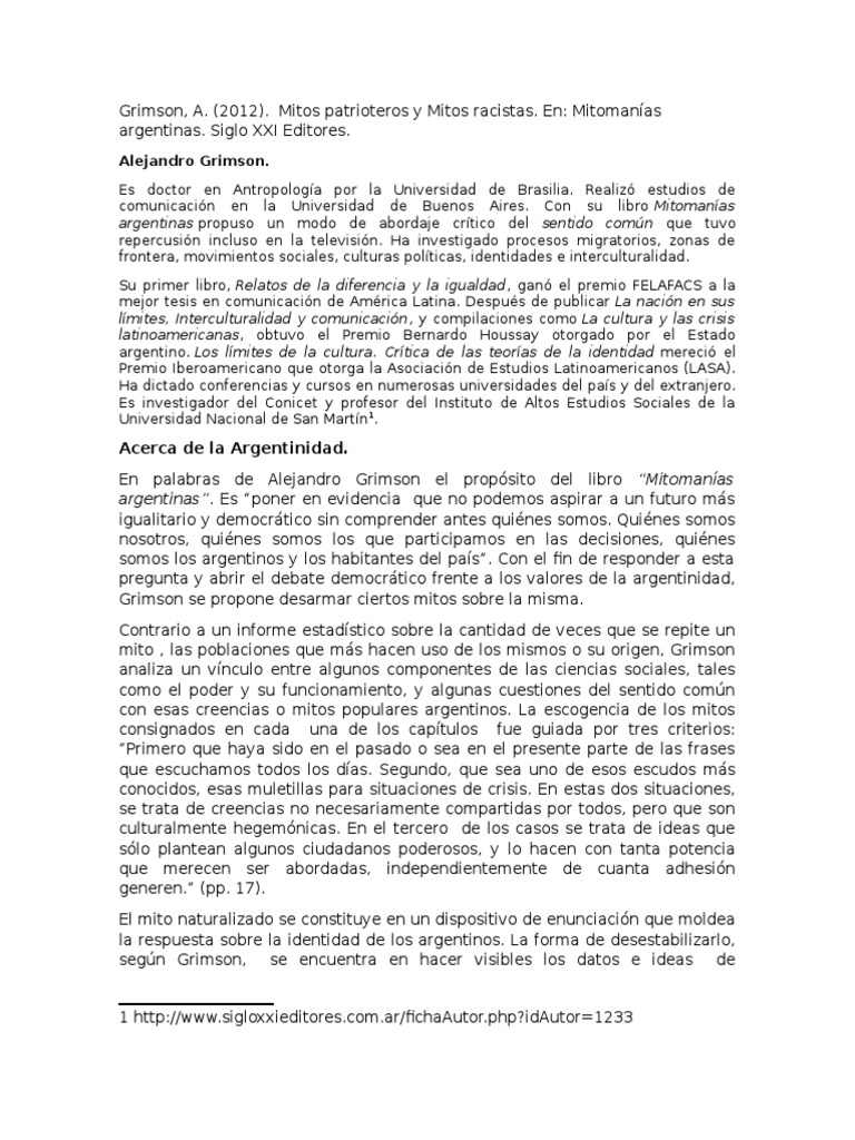 Mitos Patrioteros y Mitos Racistas | PDF | Racismo | Discriminación y ...