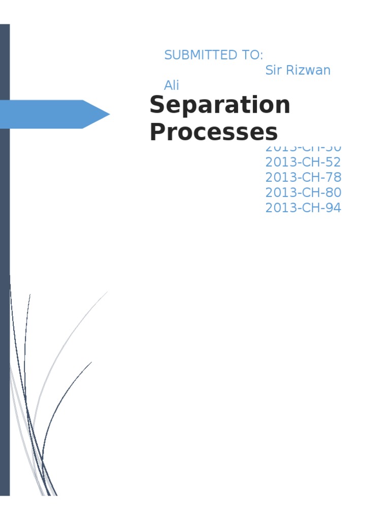 Separation Processes Lab Report | PDF | Distillation | Unit Operations
