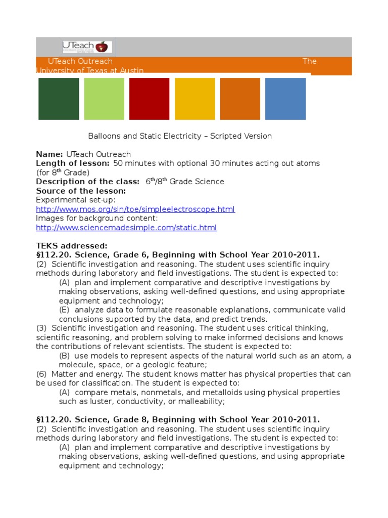 Balloon Charge Interaction Explained | PDF | Atoms | Electric Charge