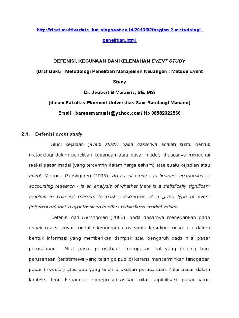 Definisi dan Kegunaan Event Study | PDF | Statistik | Hipotesis