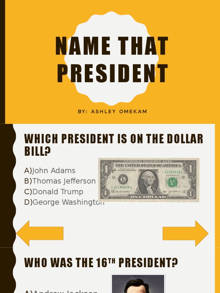 US Presidents Quiz: Name That Leader | PDF