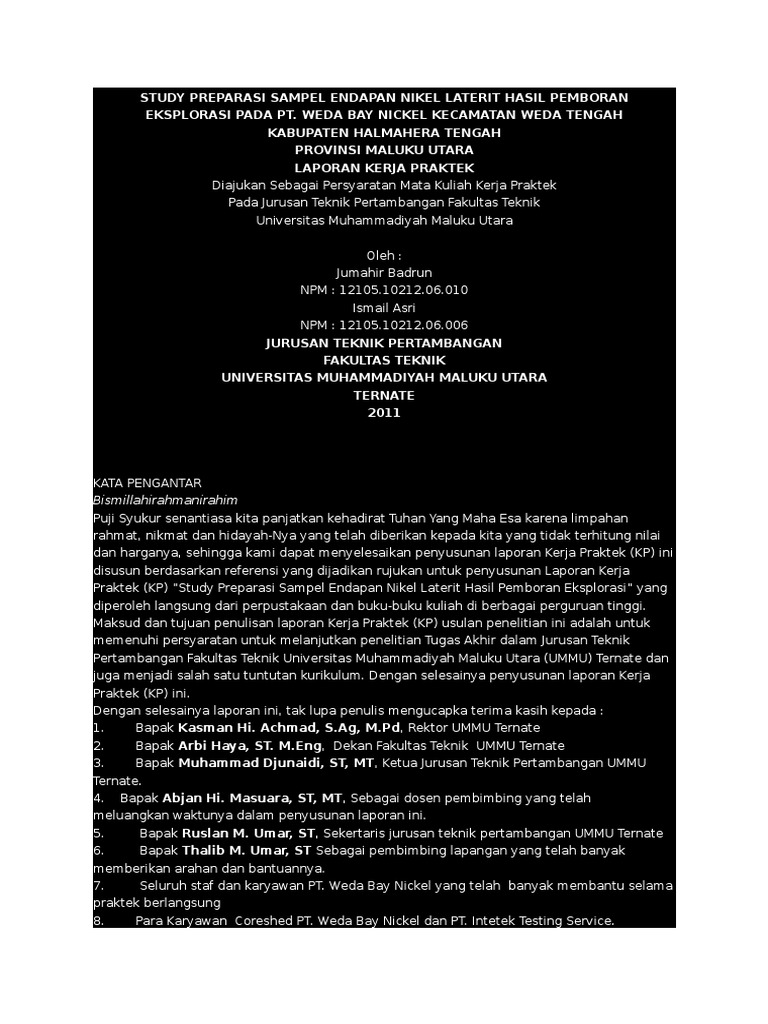 Study Preparasi Sampel Endapan Nikel Laterit Hasil Pemboran Eksplorasi | PDF | Teknologi & Rekayasa