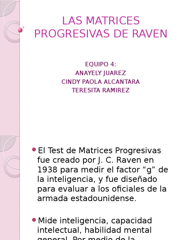 Las Matrices Progresivas de Raven | Cognición | Psicología
