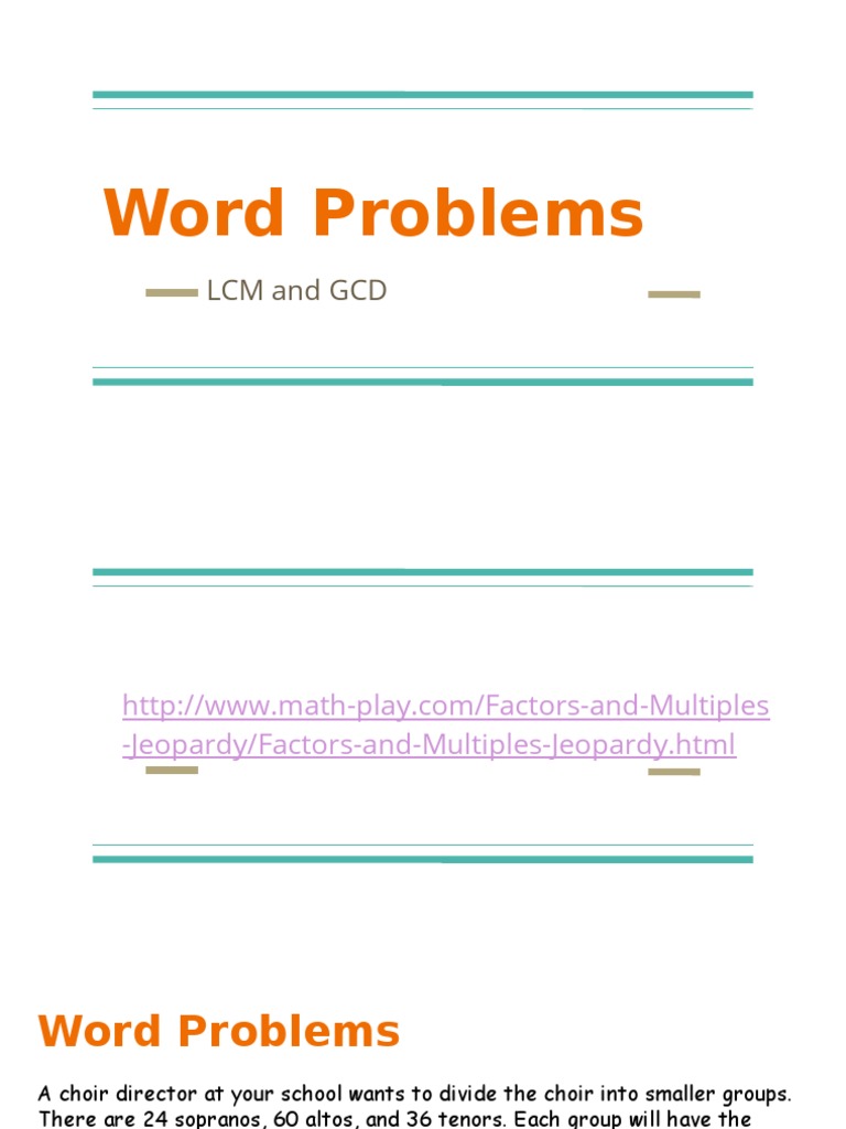 Word Problems LCM and GCD | PDF | Teaching Mathematics | Leisure