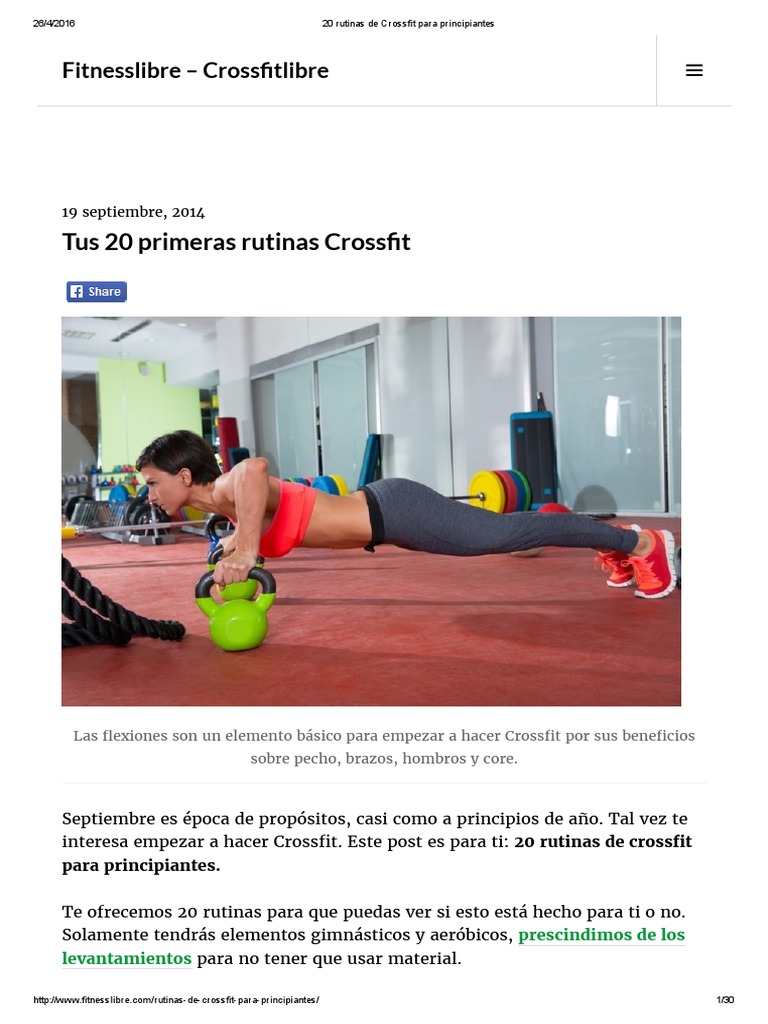 Rutinas Crossfit Principiantes Sin Equipo | PDF | Deportes ...