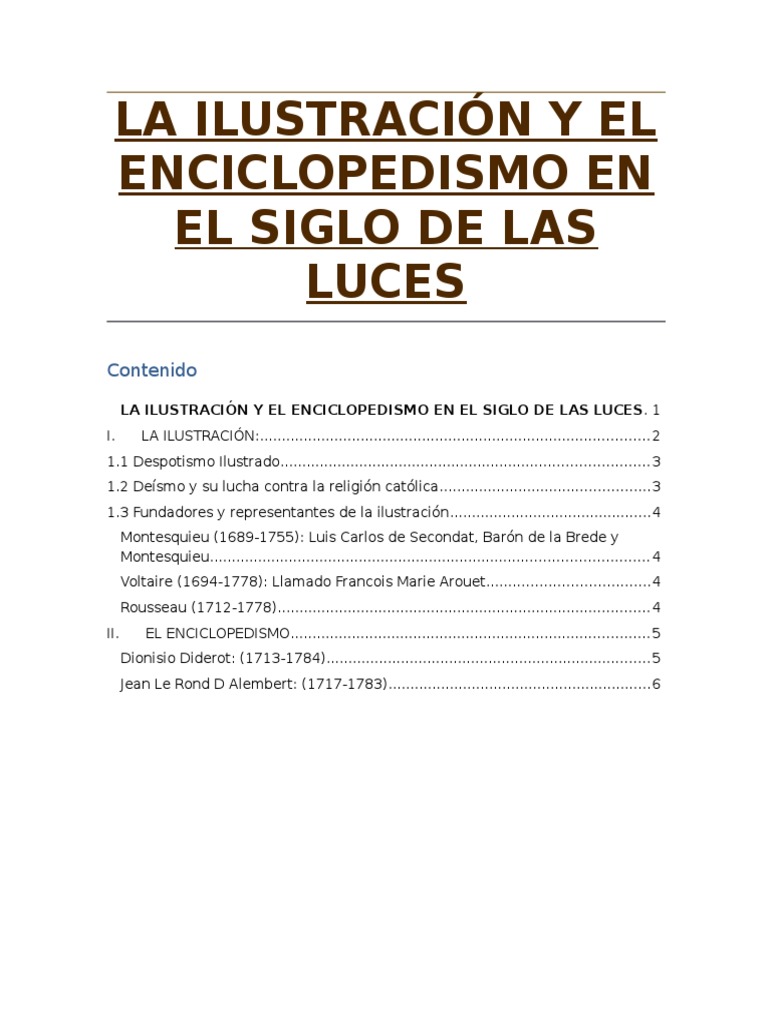 La Ilustración y El Enciclopedismo en El Siglo de Las Luces | PDF | Era de iluminacion | Voltaire