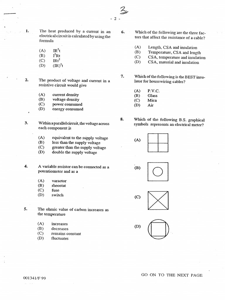 CXC Elec Paper 1s | PDF | Resistor | Electric Current