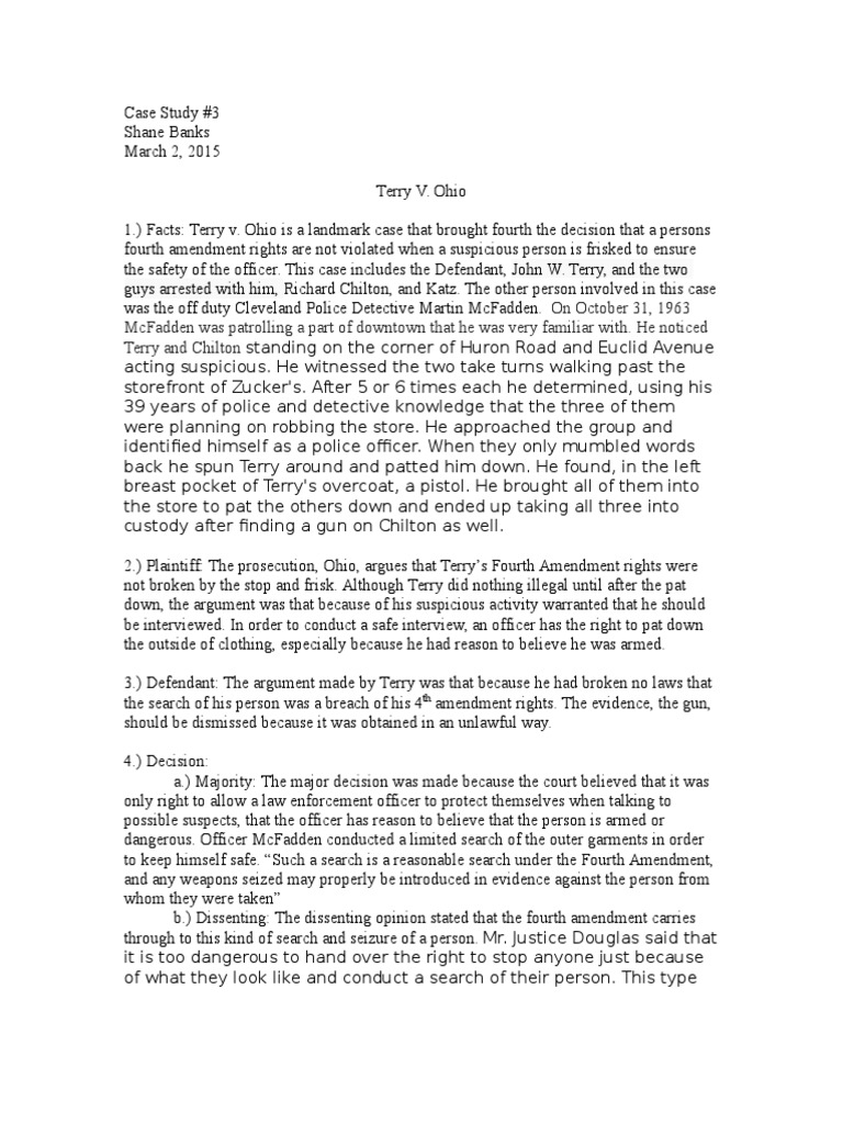 Case Study 3 | PDF | Terry V. Ohio | Search And Seizure