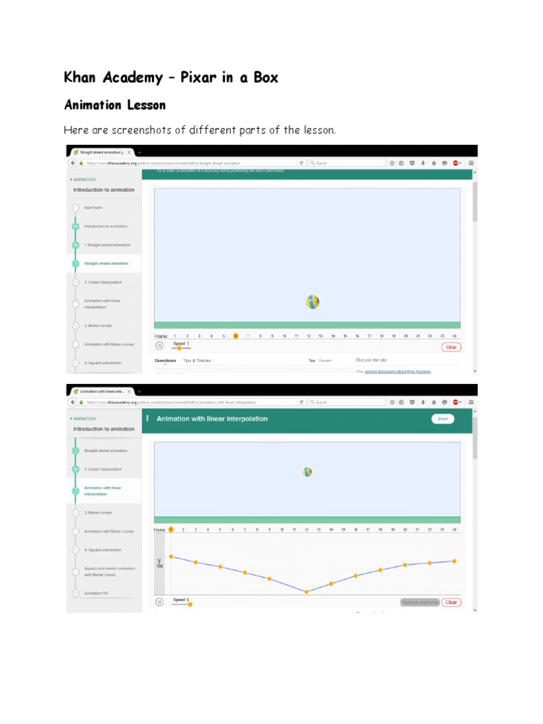 Pixar Animation Lesson on Khan Academy | PDF