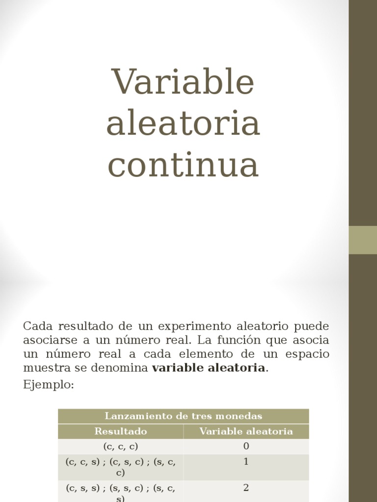 01 Variable Aleatoria Continua 1 | PDF | Variable aleatoria | Distribución de probabilidad