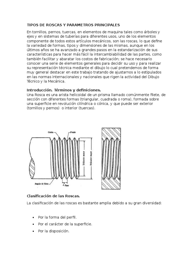 Tipos de Roscas | PDF | Tornillo | Pulgada