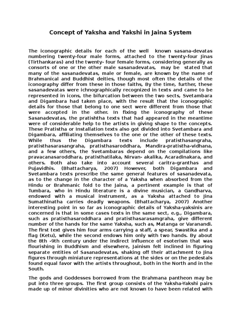 Yaksha and Yakshi in Jainism | PDF | Deities | Theism