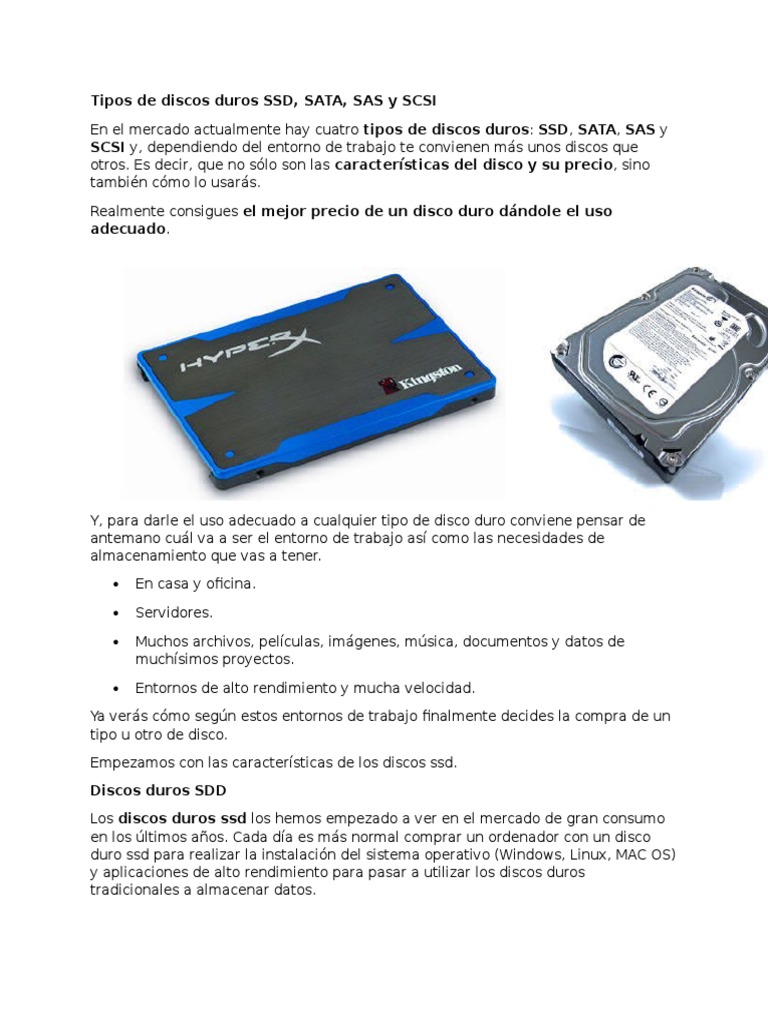 Tipos de Discos Duros SSD | PDF | Disco duro | Unidad de estado sólido