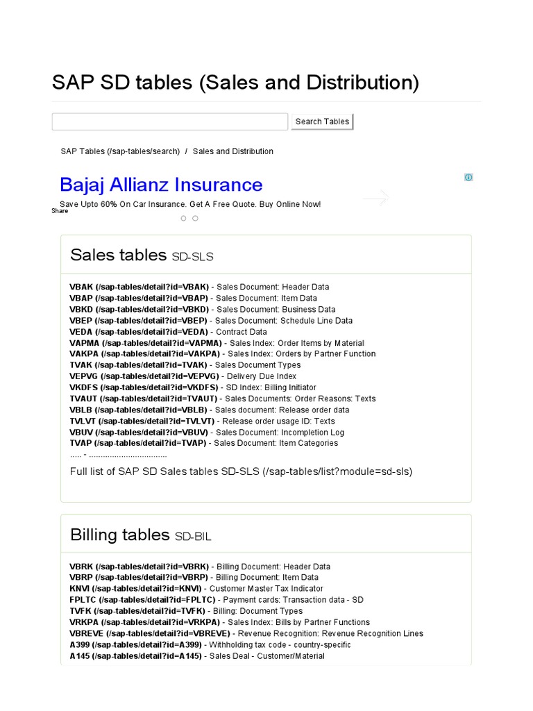 SAP SD Tables (Sales and Distributionn) | PDF | Electronic Data ...