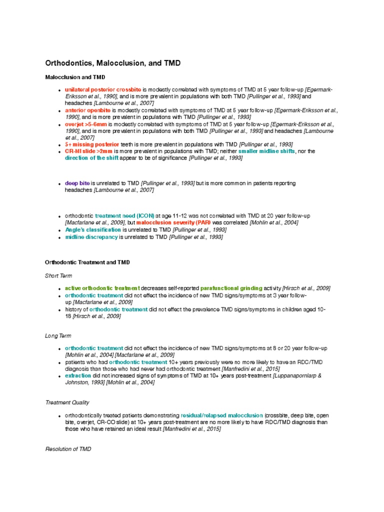 Malocclusion and TMD | PDF | Orthodontics | Clinical Medicine