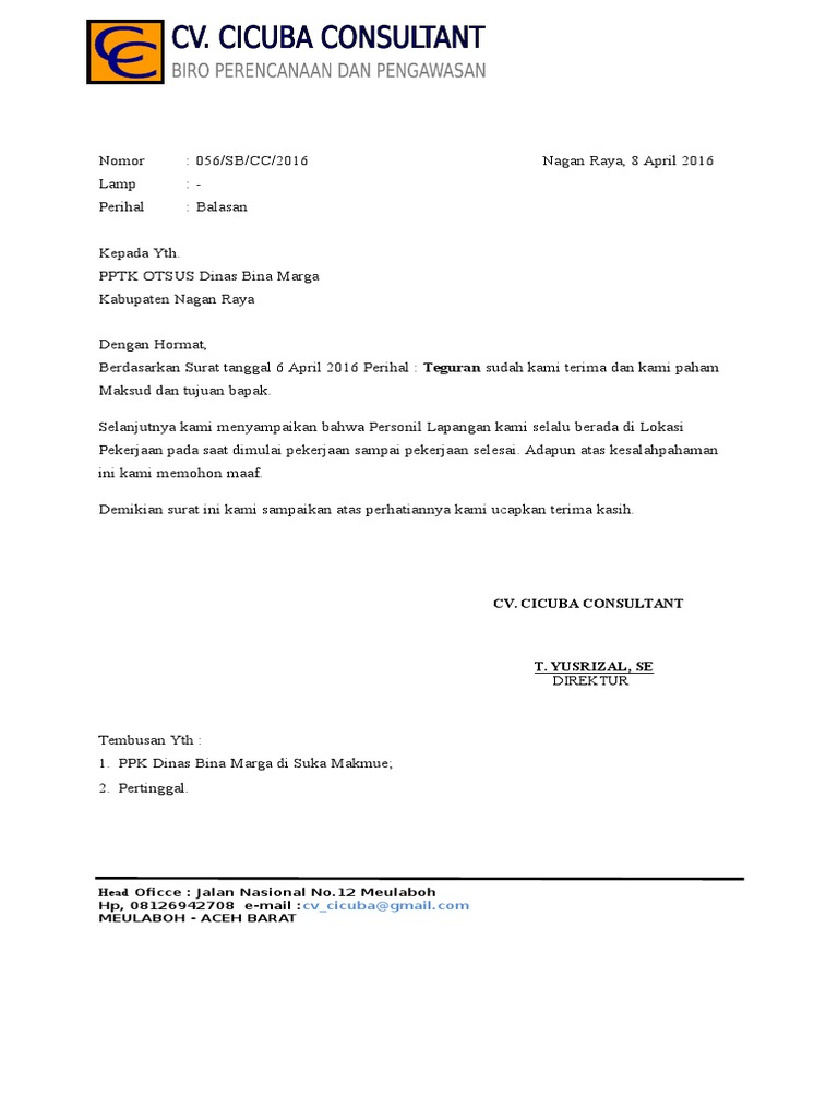 Surat Balasan Utk PPTK | PDF