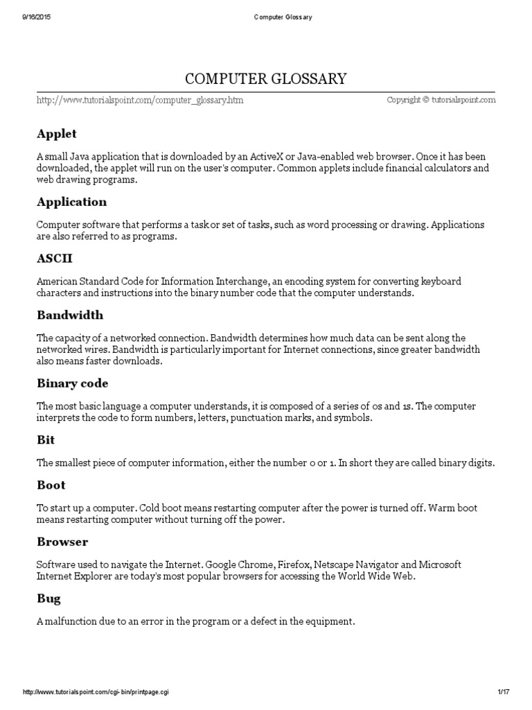 Computer Glossary | PDF | Computer Virus | Personal Computers