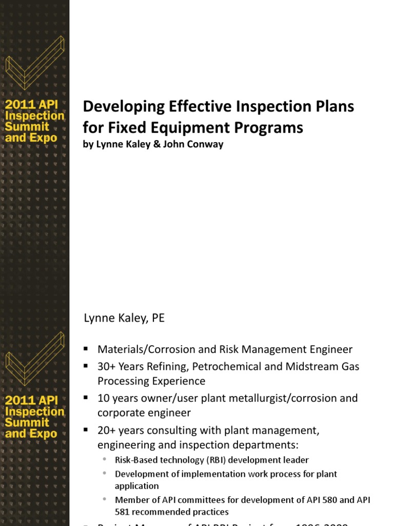 2011 Summit Fixed Equipment Inspection Programs - r6 | PDF | Cost ...