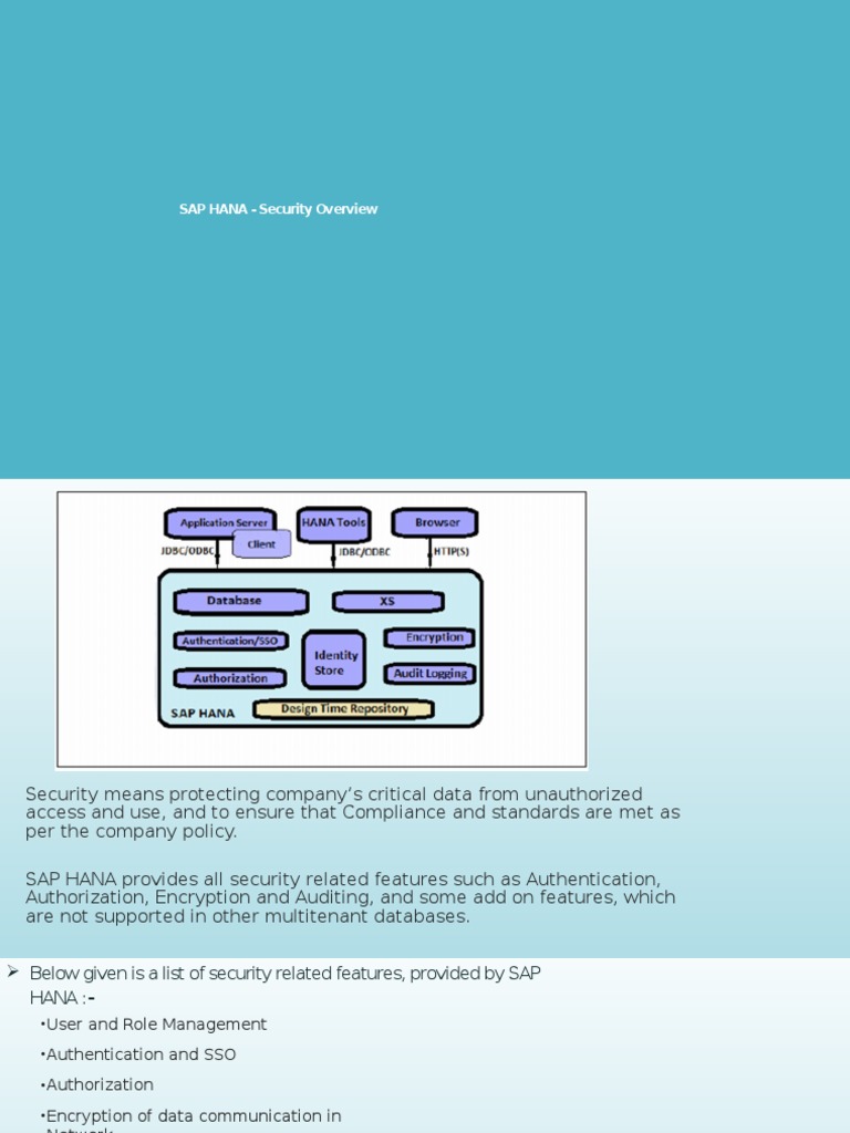 SAP HANA - Security Overview | PDF | Databases | Authentication