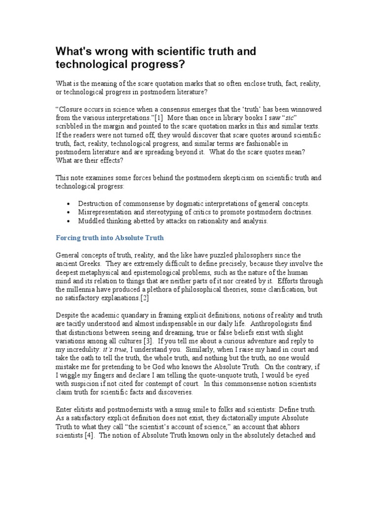 What's Wrong With Scientific Truth and Technological Progress? | PDF ...