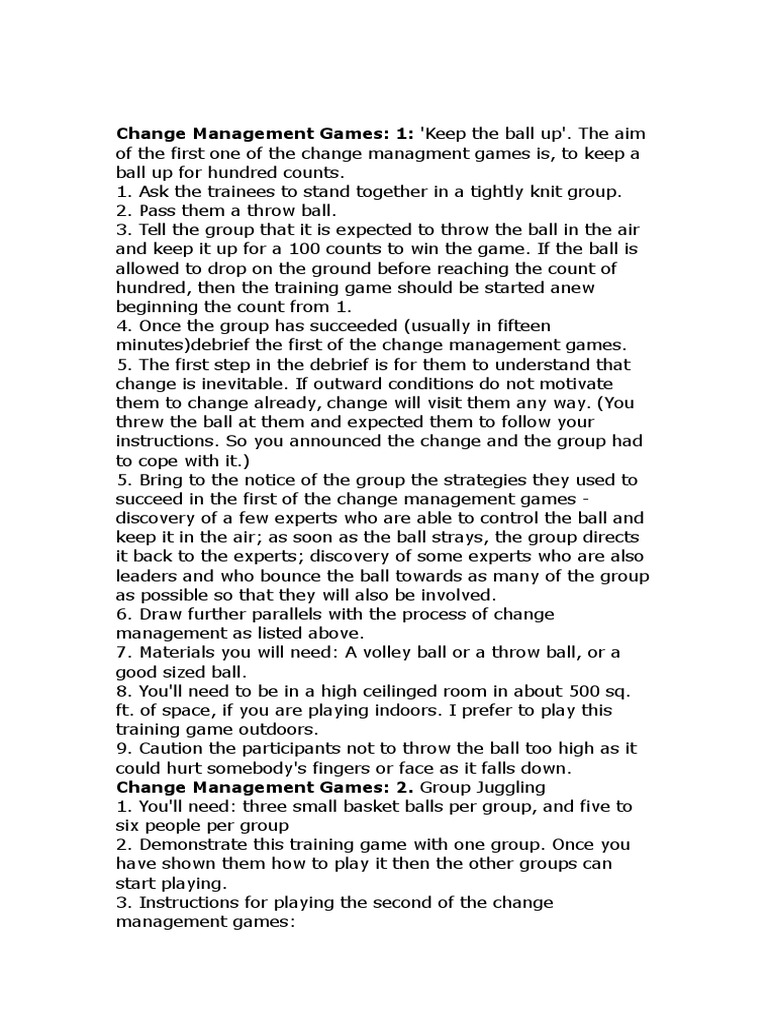 Change Management GAME 1 | PDF | Six Sigma | Emotions