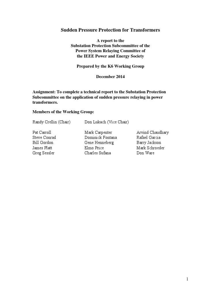 Application of Sudden Pressure Relaying in Power Transformers: A ...