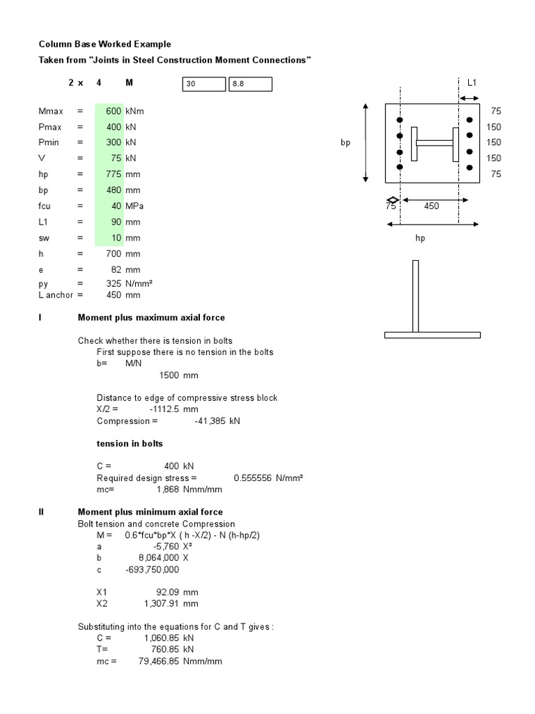 Column Base Worked Example Taken From "Joints in Steel Construction ...