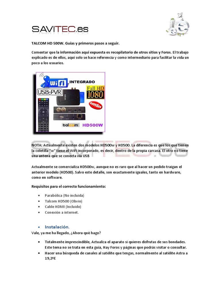 Talcom HD 500w | PDF | Iptv | Servidor (Computación)