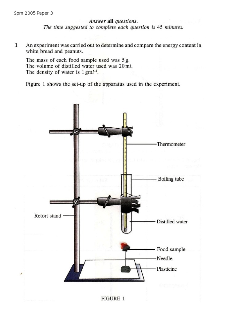 Energy Value Experiment in Biology Form 4 | PDF | Temperature | Experiment