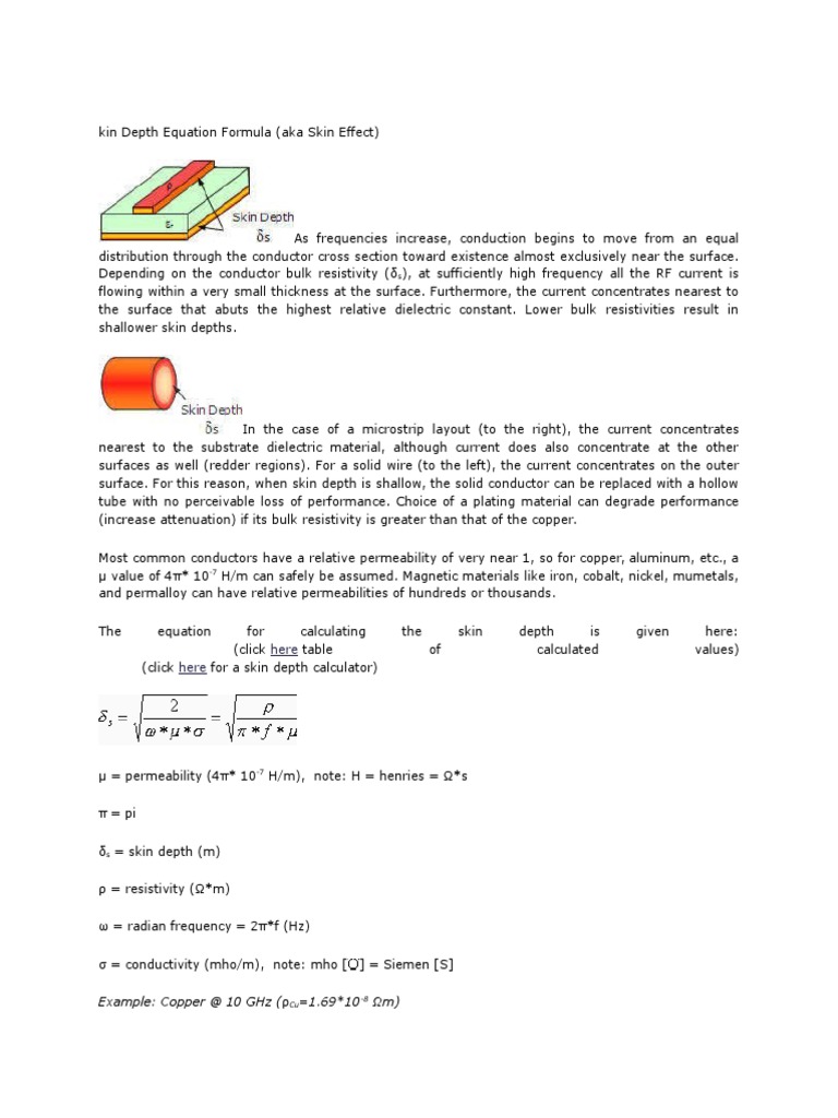 Skin Depth Equation Formula | PDF
