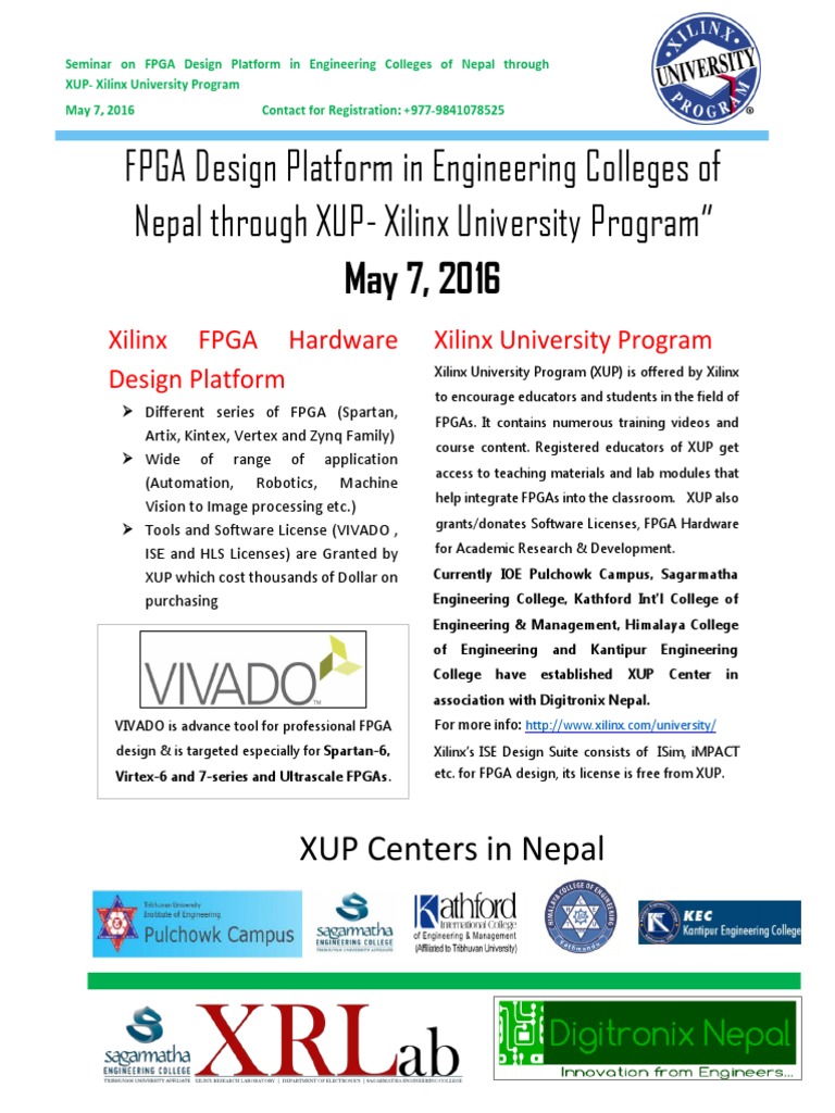 FPGA Design Platform in Engineering Colleges of Nepal Through XUP-Xilinx University Program ...