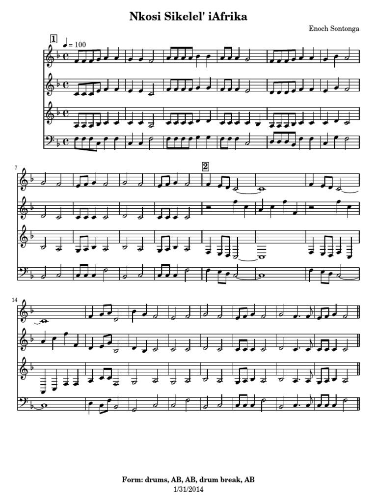 Nkosi Sikelel' IAfrika-score | PDF | Foreign Language Studies