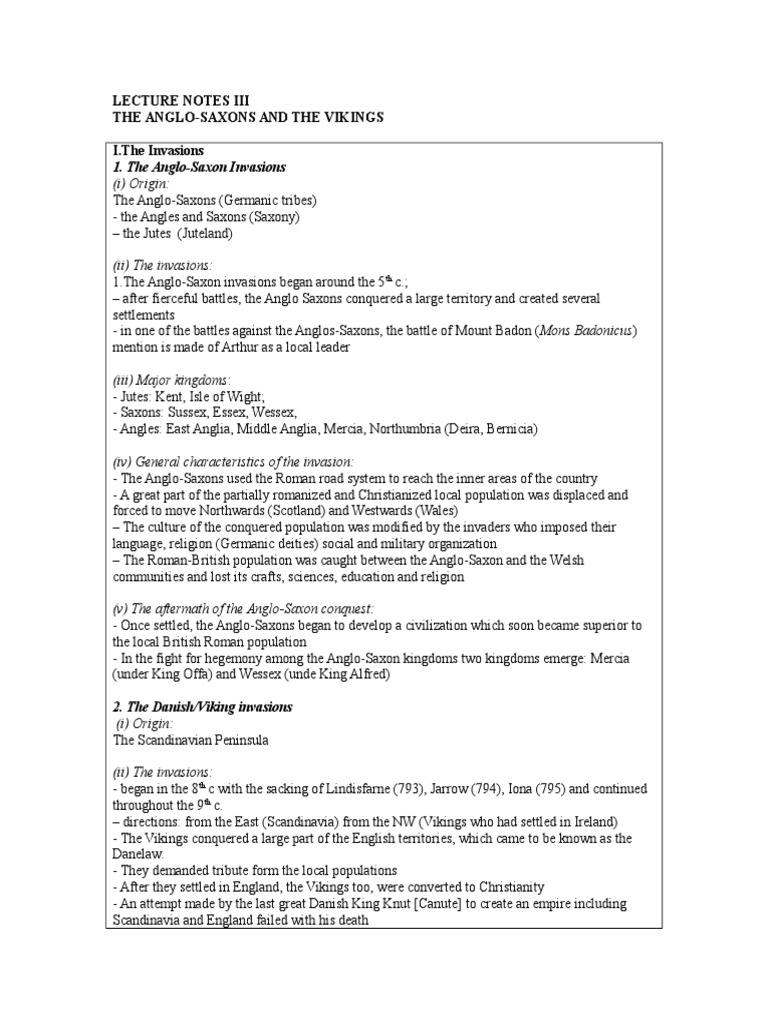 L 2 Notes Anglo Saxon | PDF | Anglo Saxons | Wessex