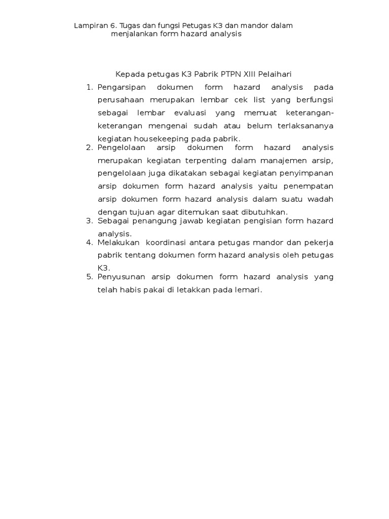 Tugas Pokok K3 Dan Mandor | PDF