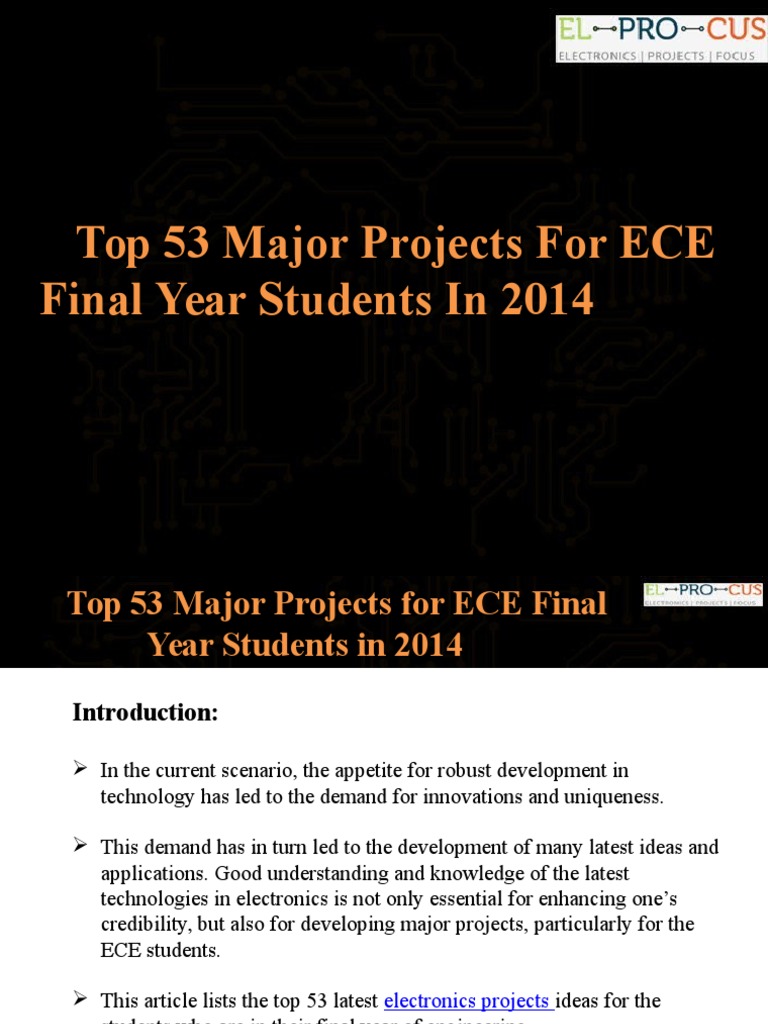 Top 53 Major Projects For ECE Final Year Students in 2014 | PDF