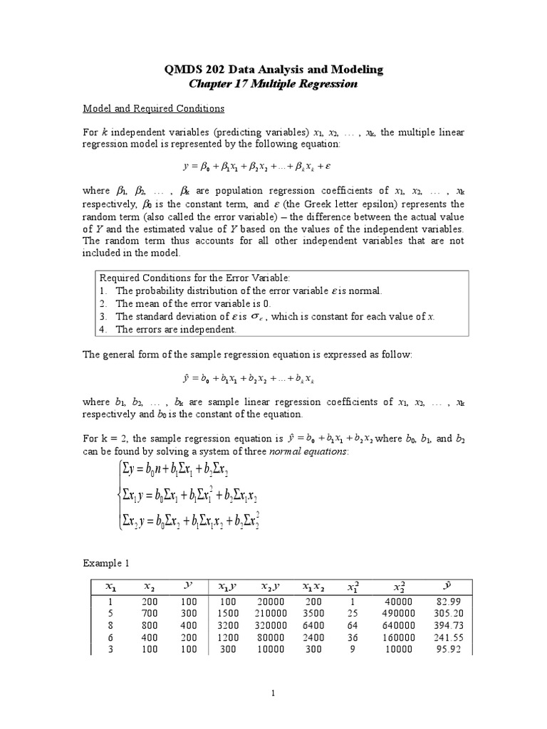 X X B X B X B y X X B X B N B Y: QMDS 202 Data Analysis and Modeling | PDF | Errors And ...
