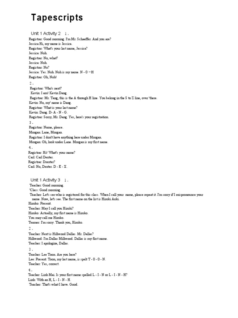 LEARNING To LISTEN 1 - Recording Scripts | PDF | Drink | Hairstyle