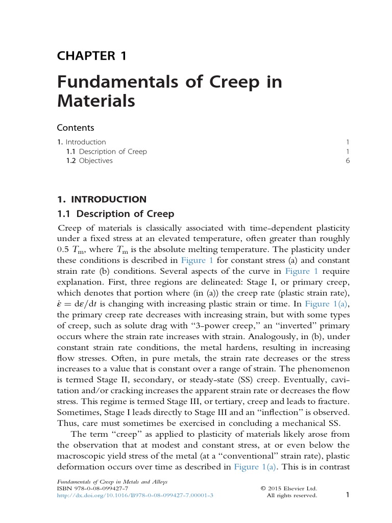 1-Fundamentals of Creep in Materials | PDF | Creep (Deformation ...