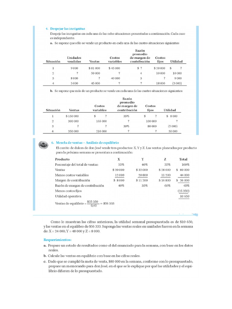 Ejercicios Costo Volumen Utilidad | PDF