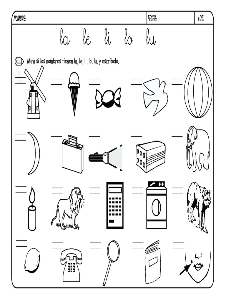 Actividades de lectoescritura: la, le, li, lo, lu | PDF